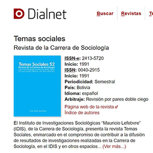 Temas Sociales, en la reconocida biblioteca digital Dialnet - Instituto ...